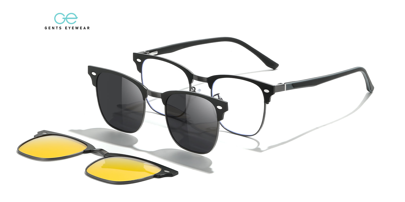 Jacob Clip-on Square Sunglasses For Men | GentsEyewear.com – Gentseyewear