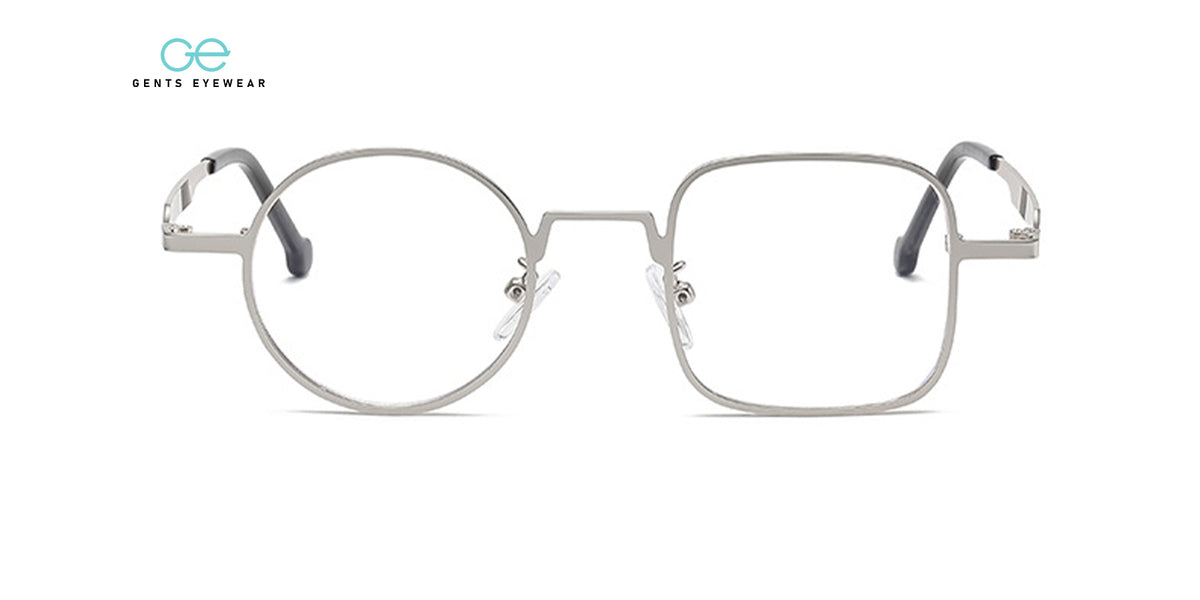 Ayo Silver Square Round Eyeglasses For Men | GentsEyewear.com – Gentseyewear